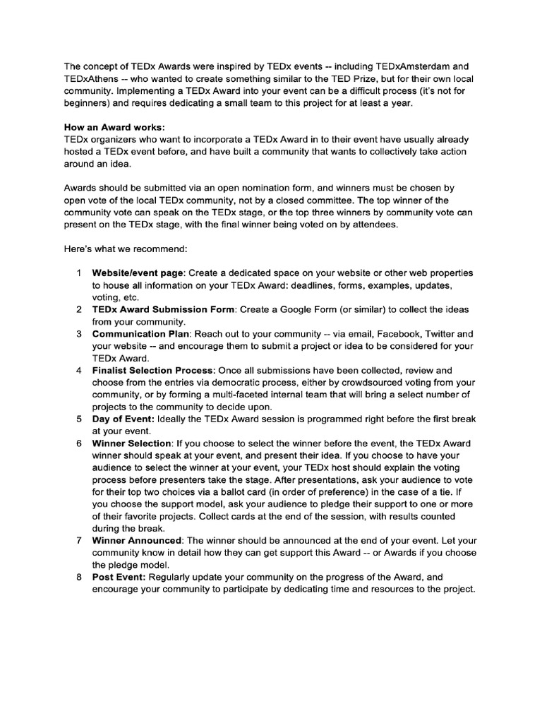 TEDx Awards | PDF