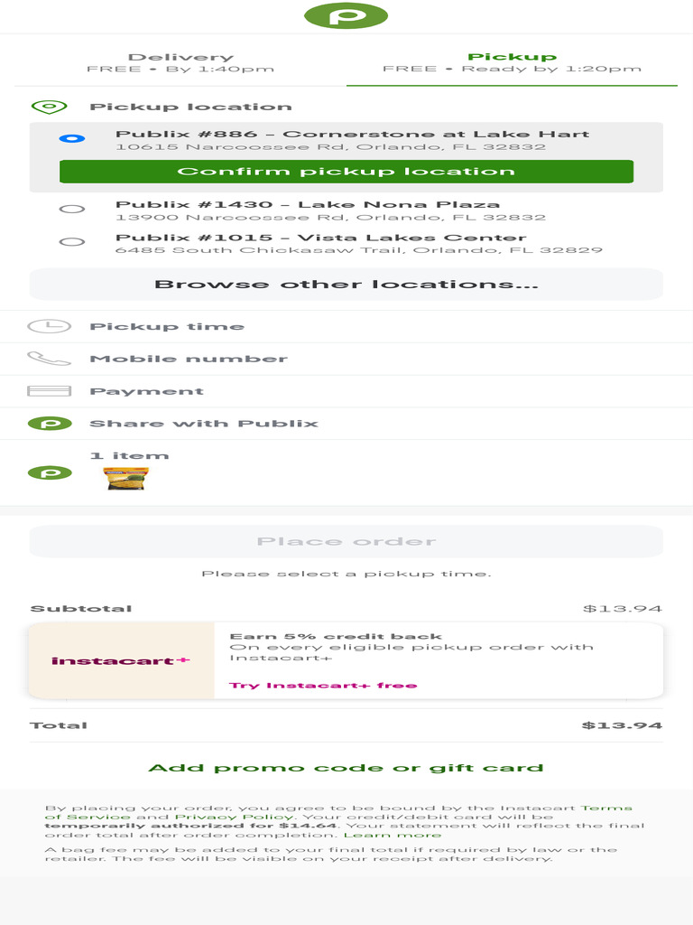 Publix - DeliveryPickup thn | PDF