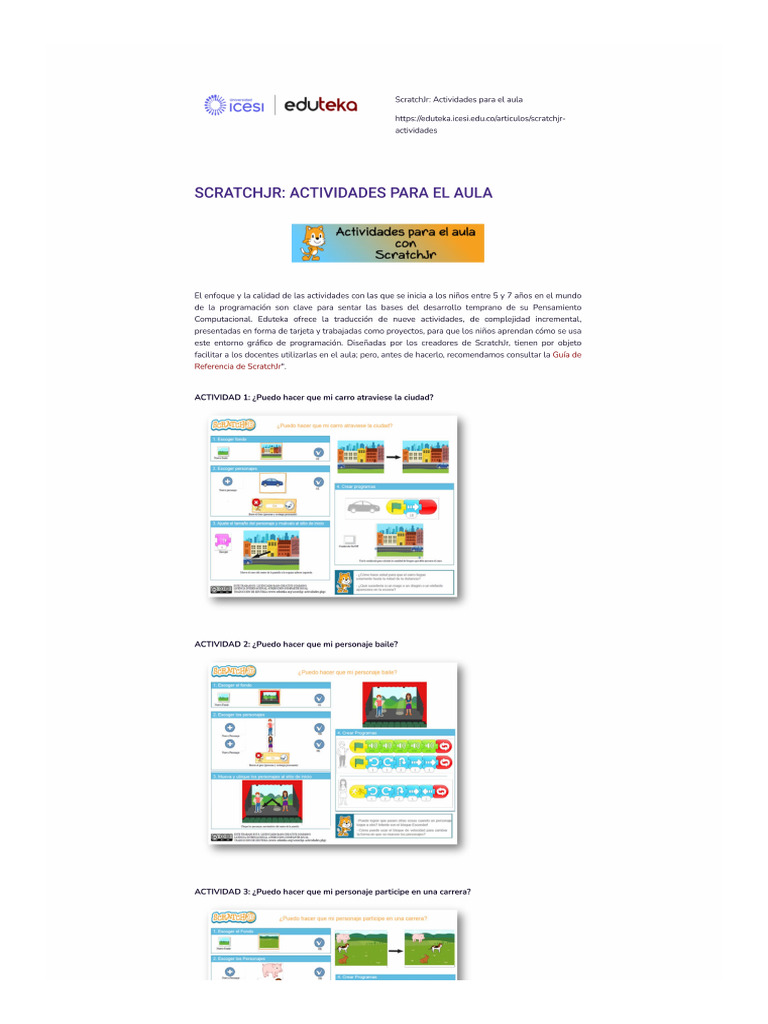 ScratchJr - Actividades para El Aula | PDF