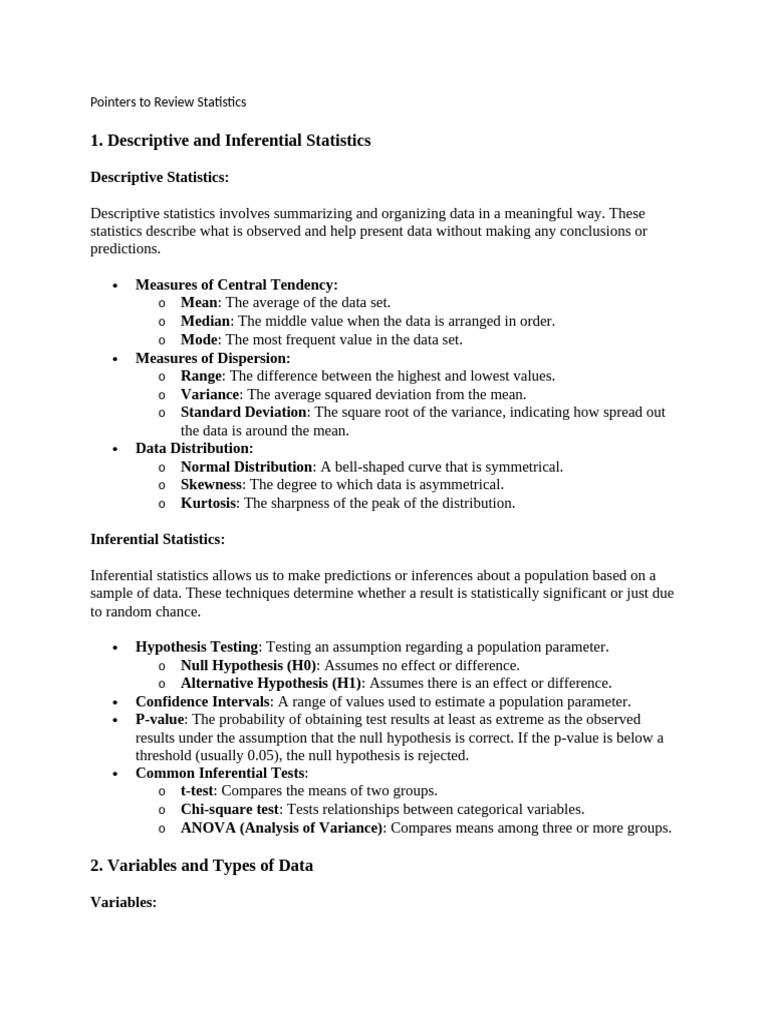 Pointers To Review Statistics | PDF | Statistics | Statistical ...