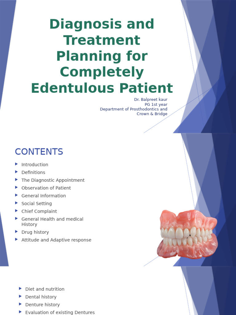 Seminar 4 Diagnosis and Treatment Planning CD | PDF | Dentures | Lip