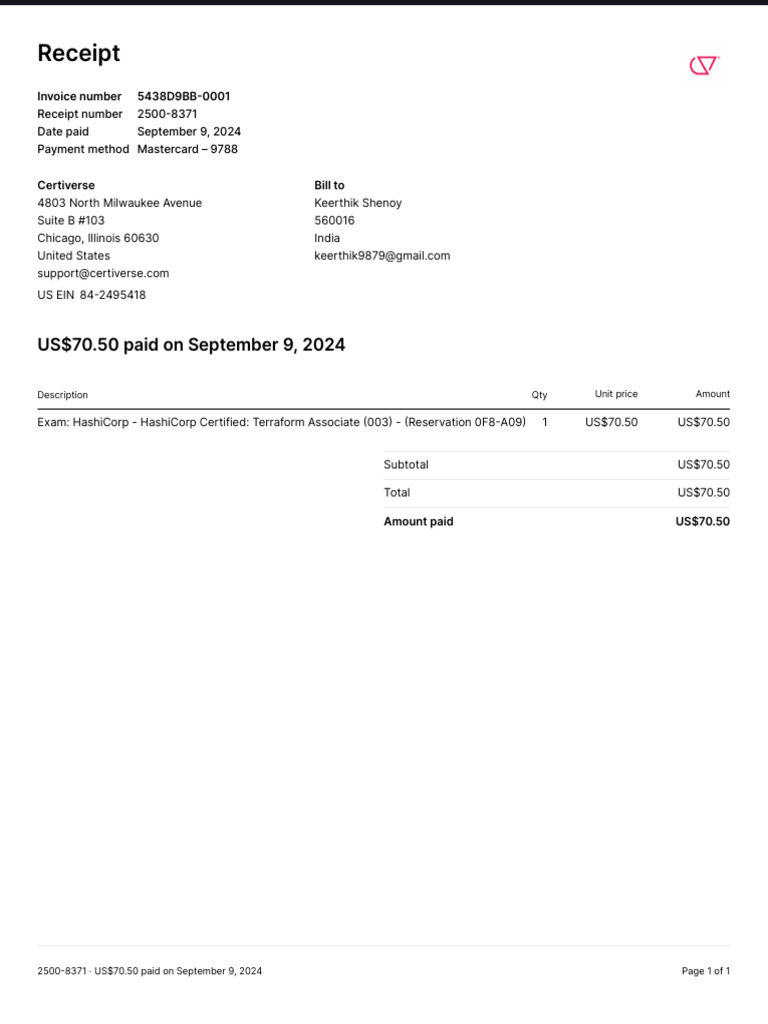 Receipt 2500 8371 | PDF