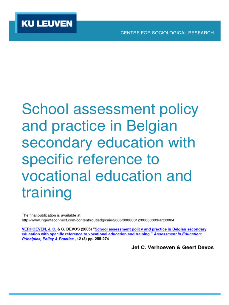 School Assessment Policy and Practice in | PDF | Educational Assessment ...