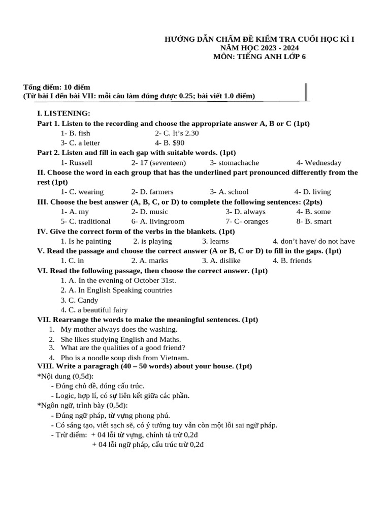 HDC ANH 6 - HK1 | PDF