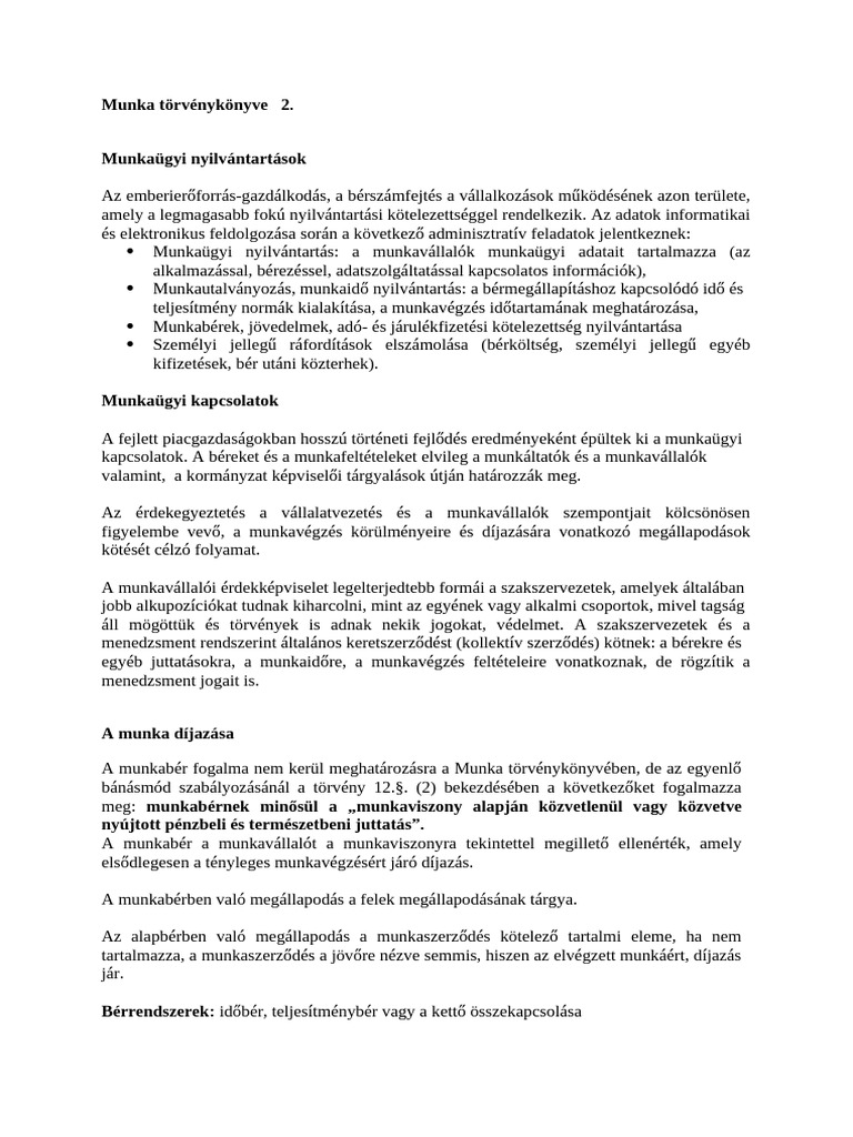 Munka Díjazása Alapbér Bérpótlékok | PDF