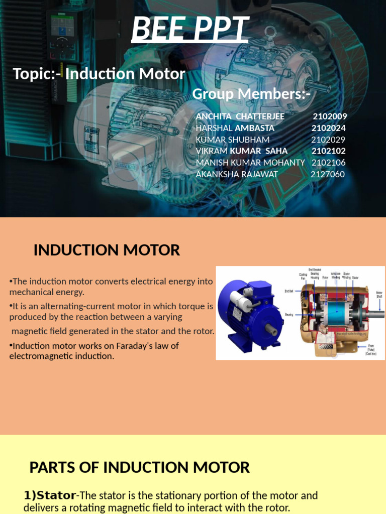 BEE PPT Topic Induction Motor | PDF | Electric Motor | Electromagnetic ...