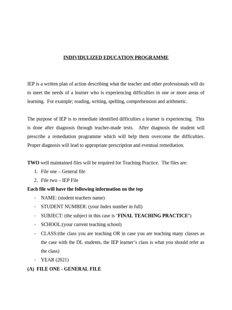 IEP NOTES(1) | PDF | Learning | Individualized Education Program