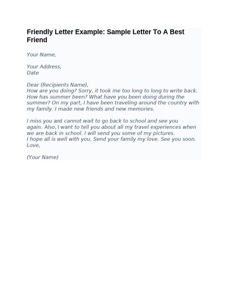 Friendly Letter sample | PDF