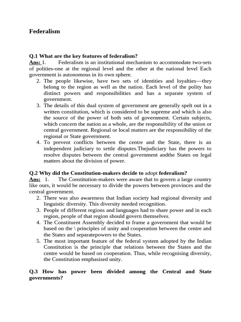 11_ Federalism & Local Governments _ Notes | PDF | Government Of India ...