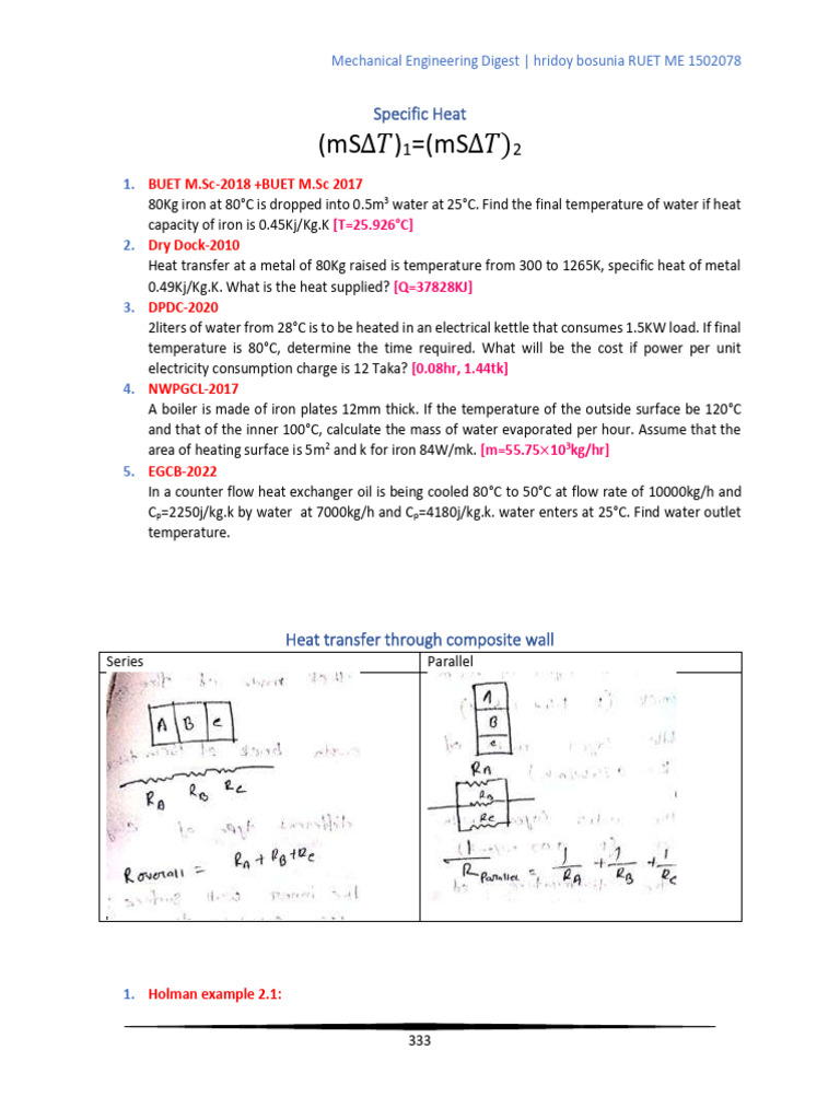 Heat Trasfer Theough Composite Wall | PDF | Thermal Insulation | Heat ...