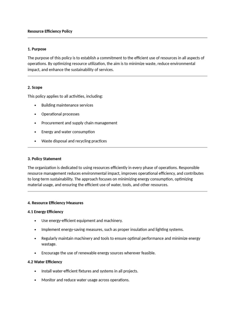 Resource Efficiency Policy | PDF | Efficient Energy Use | Energy ...