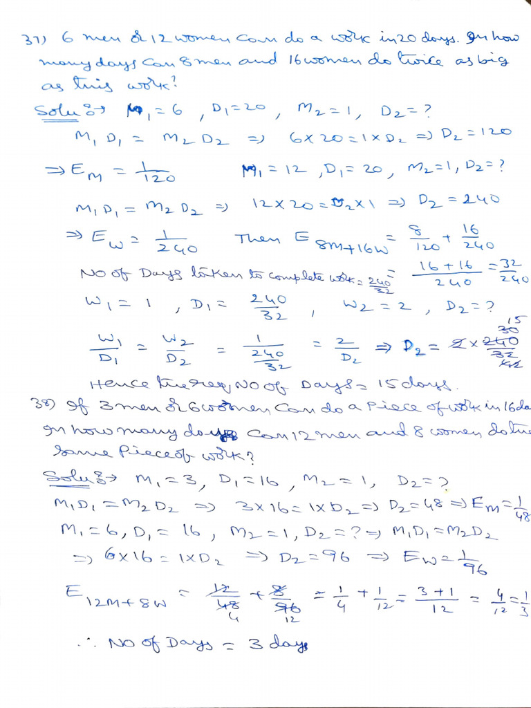 Time and Work Problems 20 | PDF