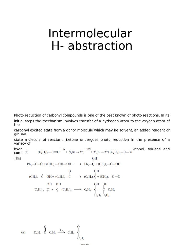 Intermolecular H-Abstraction | PDF | Chemical Reactions | Alkene
