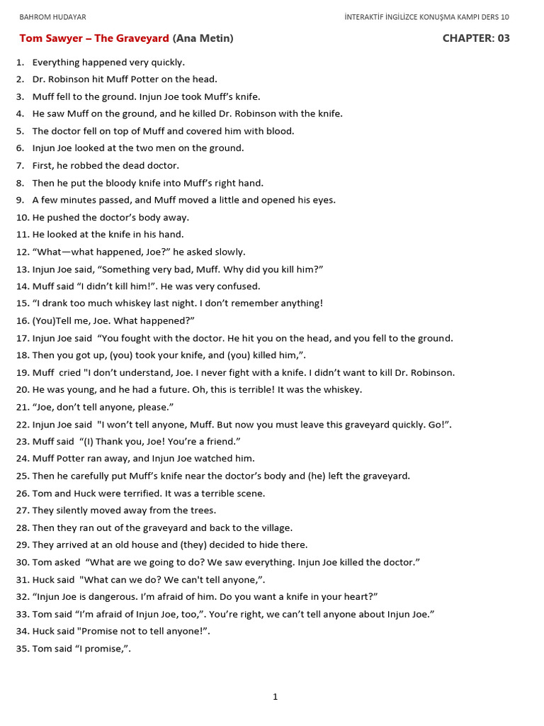 TOM SAWYER PART 10 | PDF | The Adventures Of Tom Sawyer