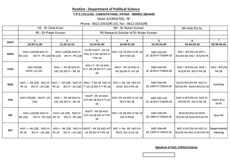 POL.SC ROUTINE 2024 | PDF