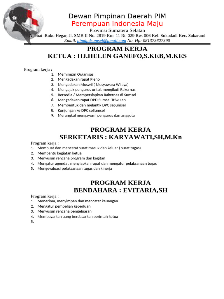 Program Kerja Pim | PDF