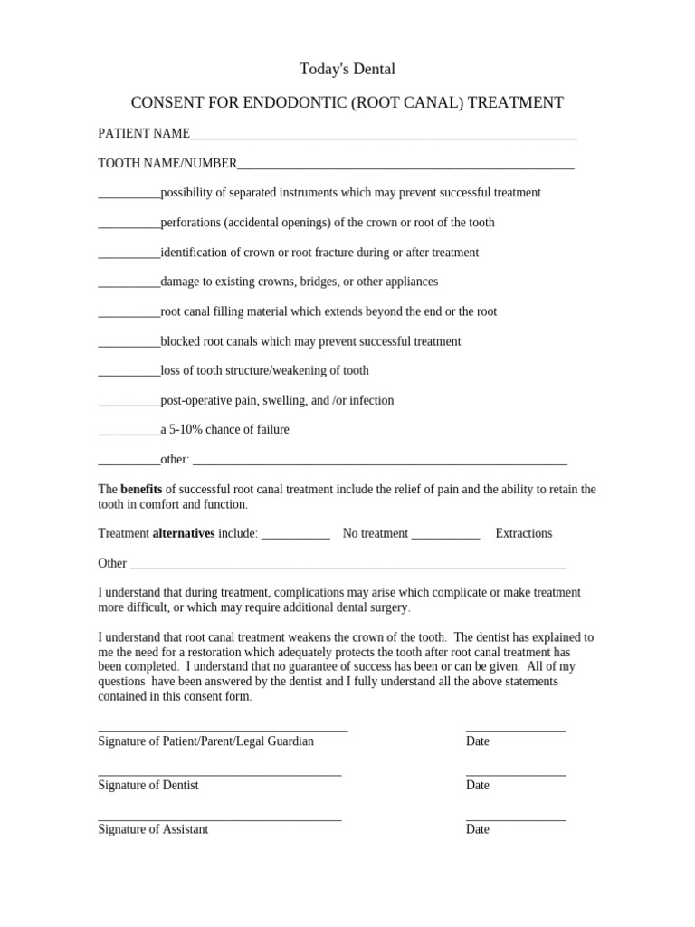 Endodontic Treatment Consent Form | PDF