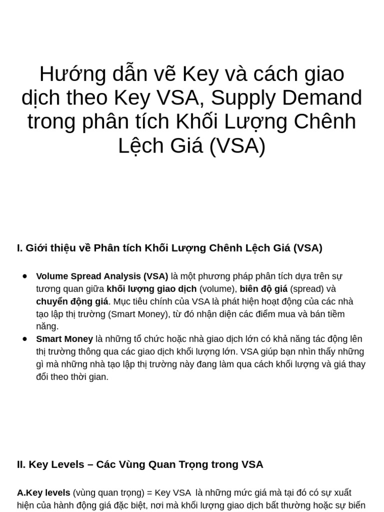 Bài Giảng Key VSA, Supply Demand Trong Phân Tích Khối Lượng Chênh Lệnh Giá VSA | PDF