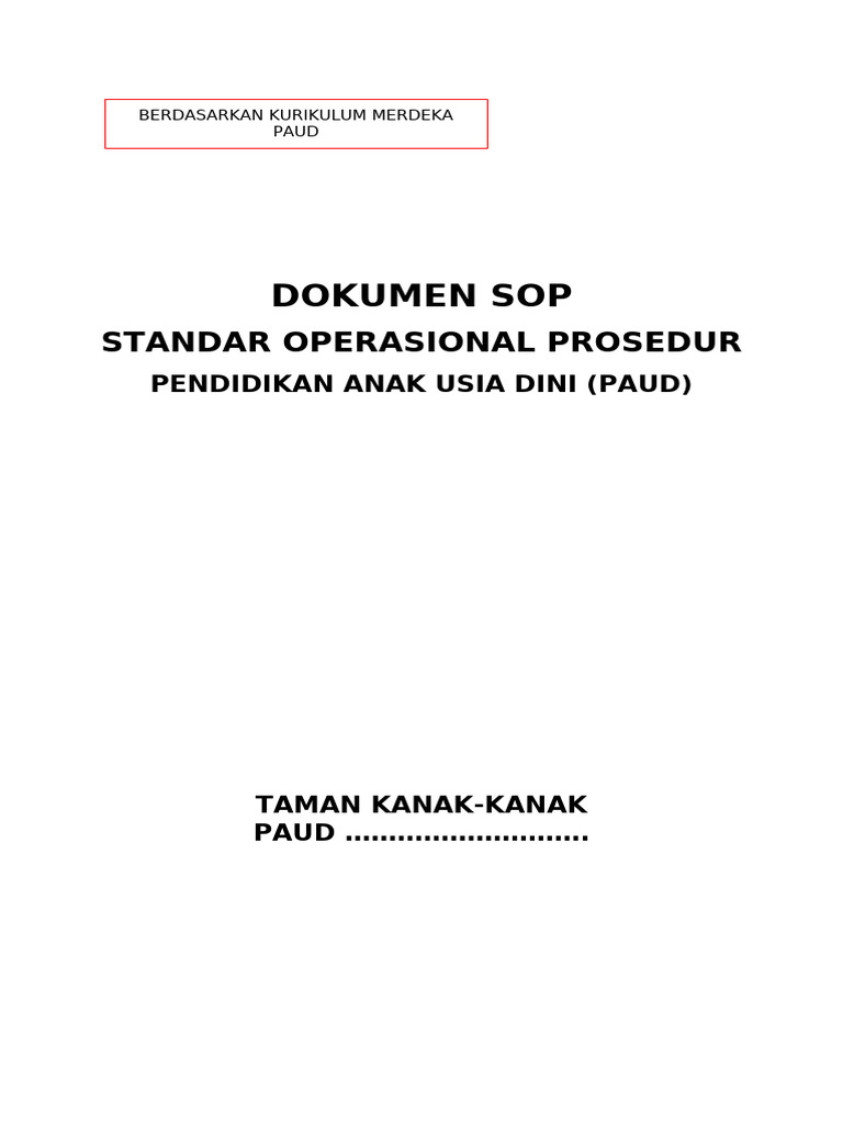 SOP PAUD Berdasarkan Kurikulum Merdeka | PDF