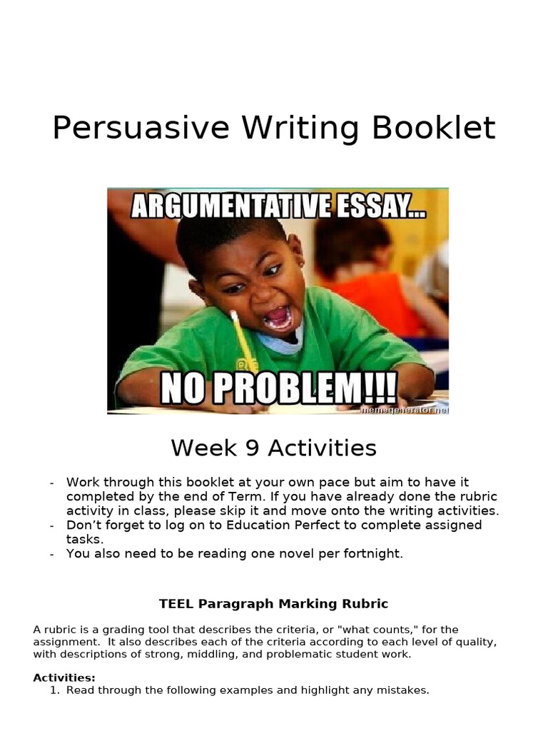 Persuasive Writing Booklet | PDF | Evidence | Cognition
