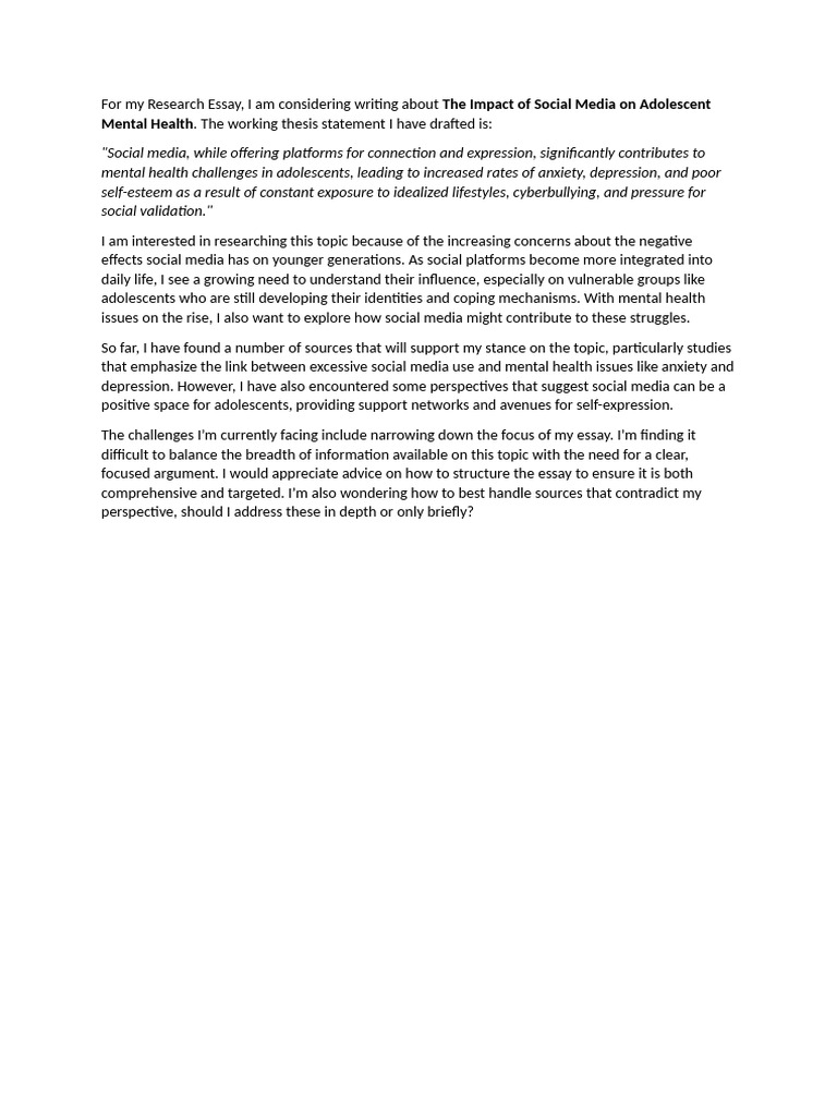 Research Essay Topic Choice | PDF