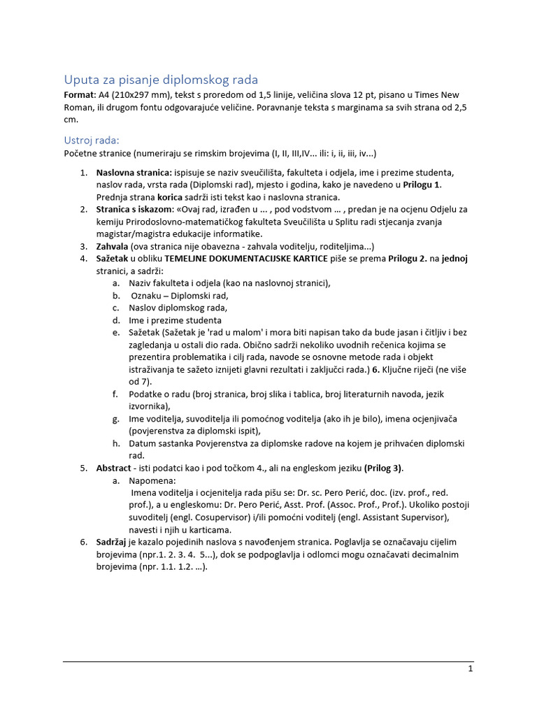 Upute - Za - Diplomski - Rad | PDF