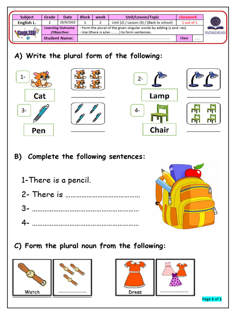 Block 1 ,week 2 , day 5 (worksheet) | PDF