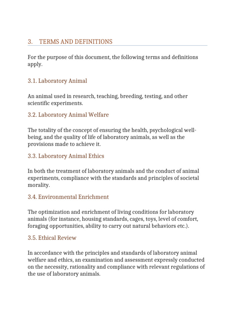 definition of terminologies | PDF | Animal Testing | Animal Welfare