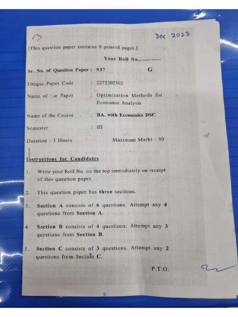 Past Year Paper 2023 | PDF