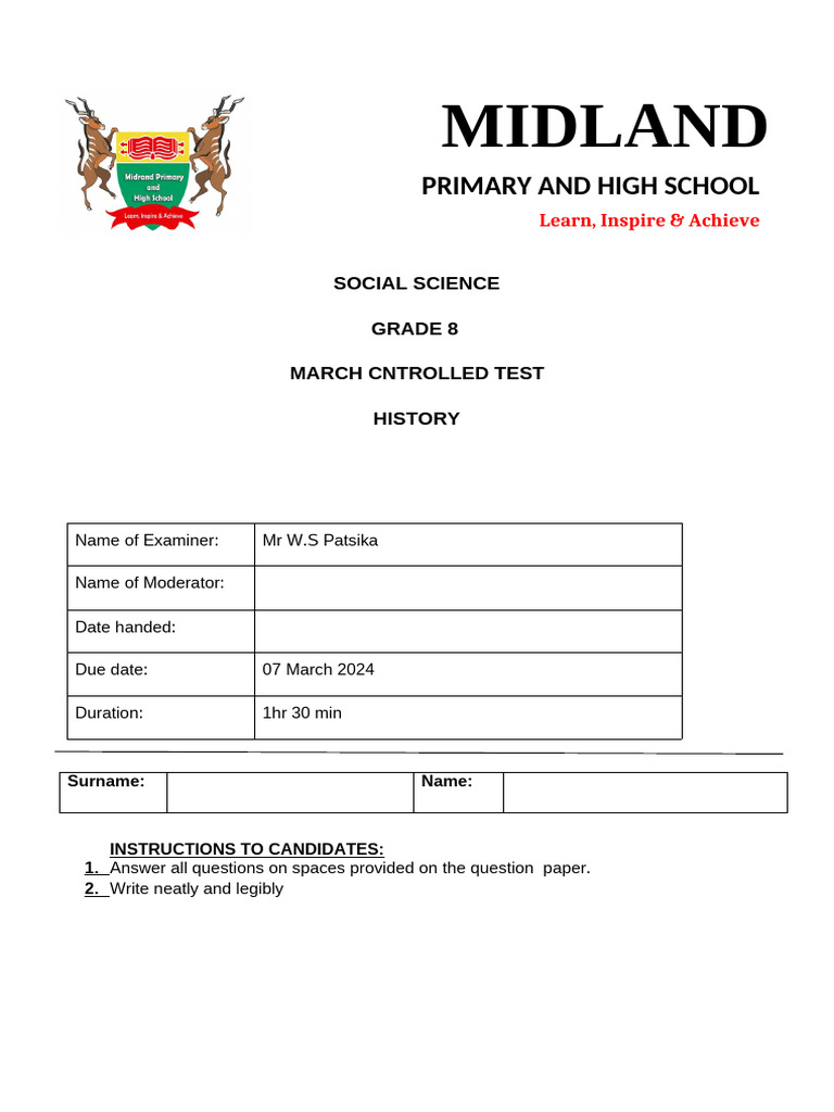 Grade 8 History Test: Industrial Revolution | PDF | Industrial ...