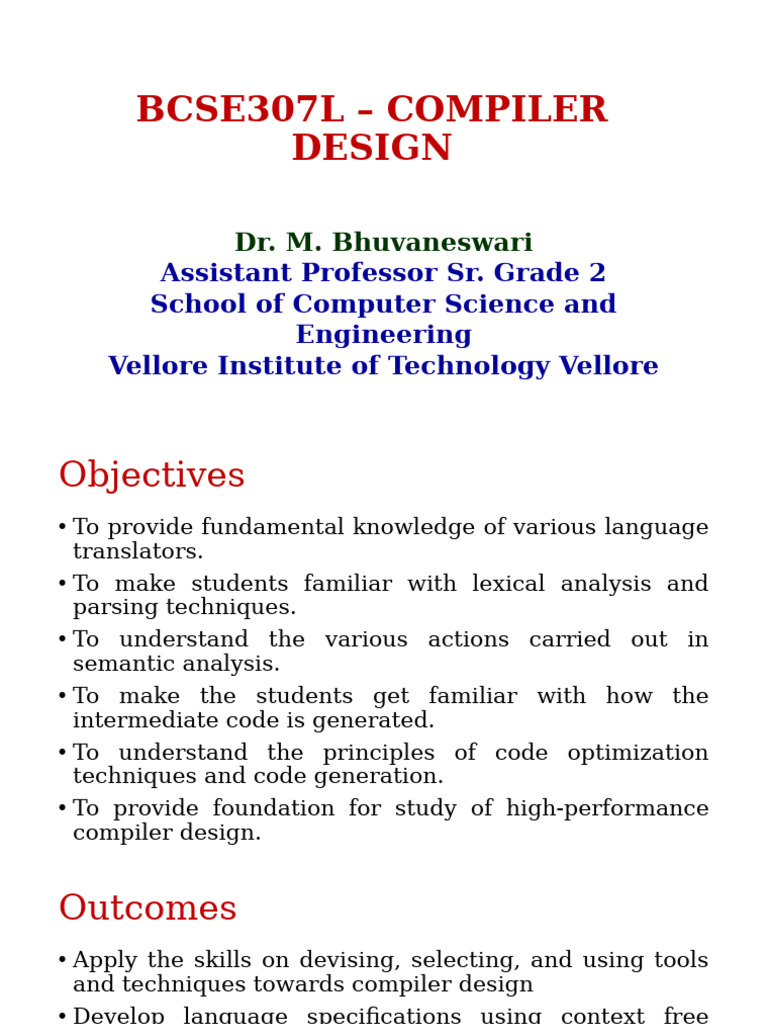 Compiler Design Course Overview | PDF | Parsing | String (Computer Science)