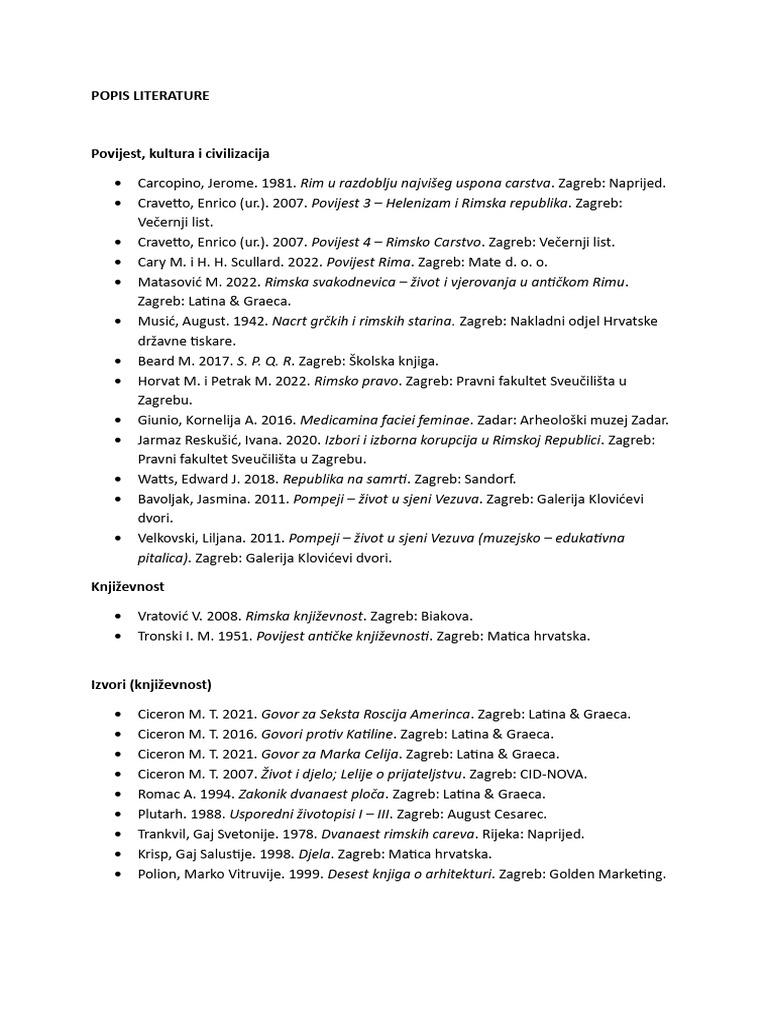 Popis Literature | PDF