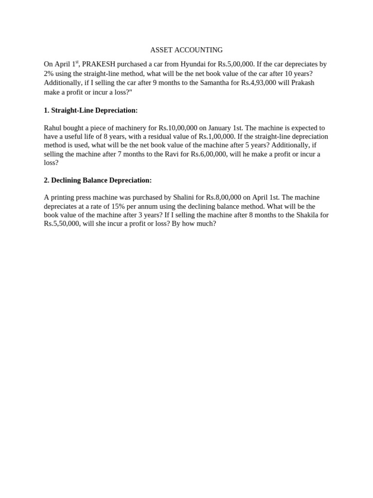 Asset Accounting Questions | PDF