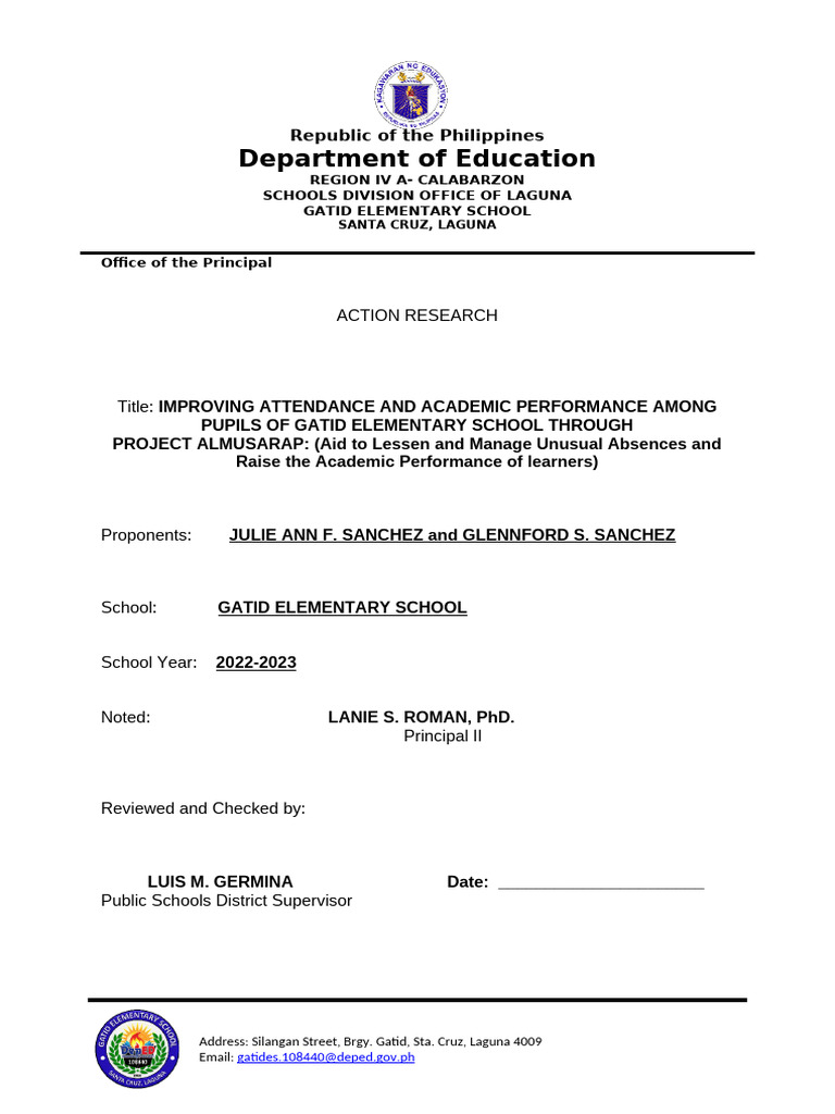 Jfs Action Research Proposal 2023 | PDF | Behavior Modification | Social Psychology