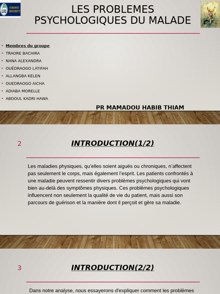 Les Problemes Psychologiques Du Malade | PDF | Anxiété | Dépression (psychiatrie)