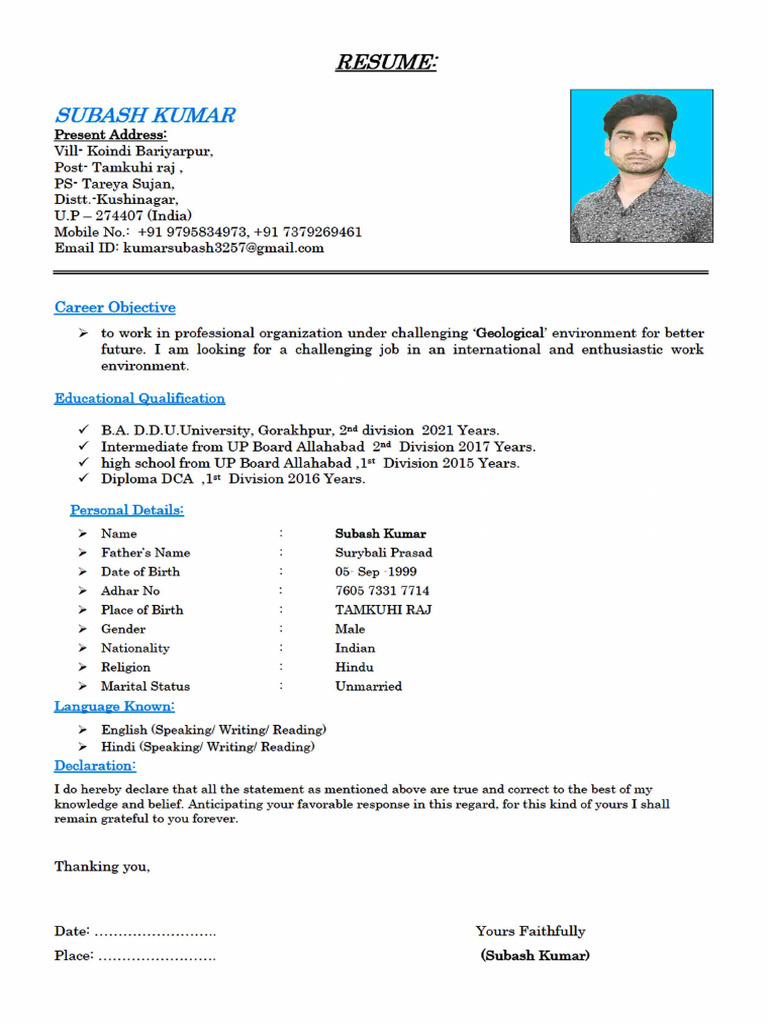 Subash Resume | PDF