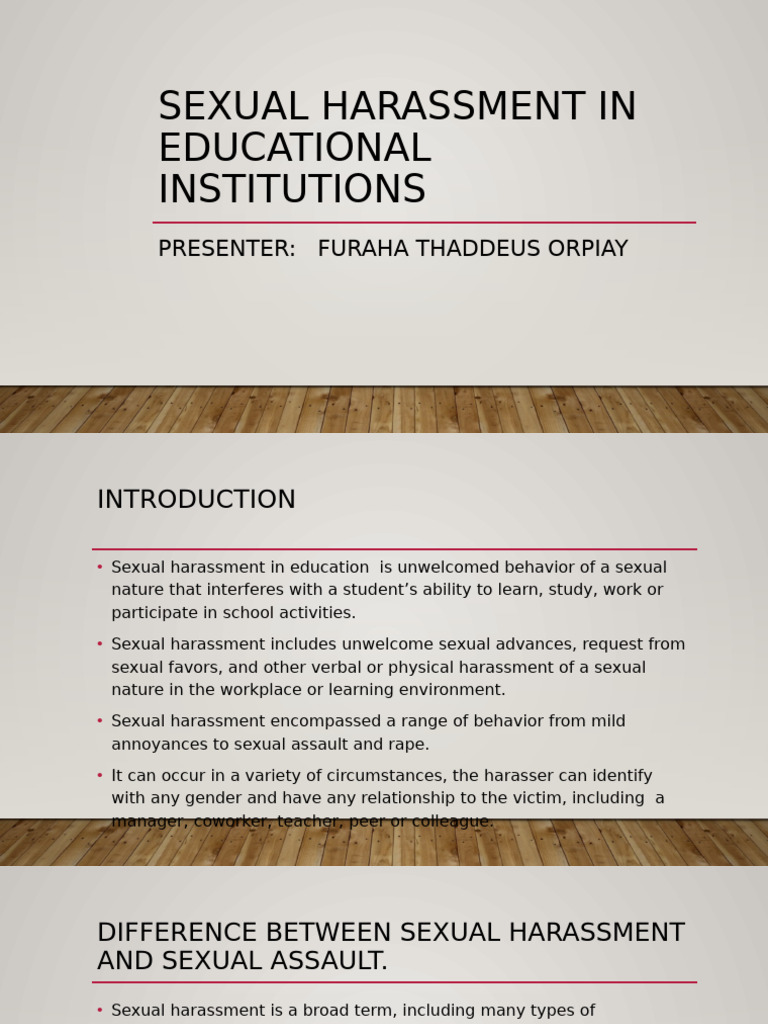Sexual Harassment in Educational Institutions | PDF | Sexual Harassment | Hierarchy