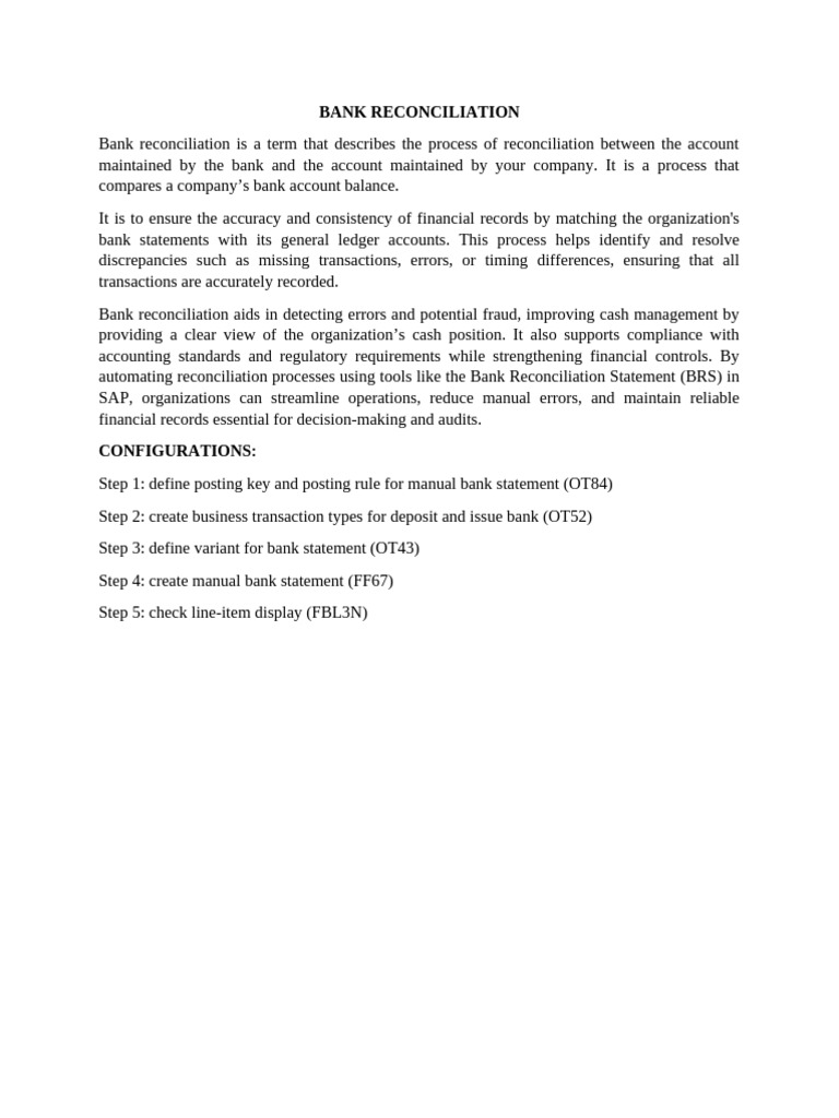 Bank Reconciliation Process Guide | PDF