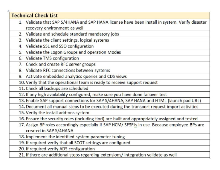 Cutover Checklist | PDF