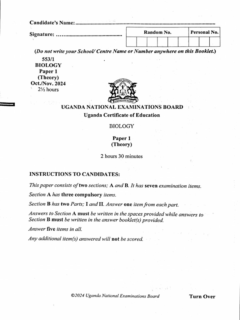 UCE NLSC Bio 1 2024 15-Oct-2024 17-39-06 | PDF