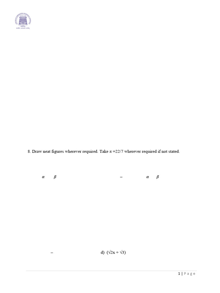 Maths Standard (041) - CE - QP - Set 3 | PDF | Area | Circle