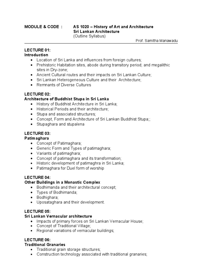 History Of Architecture Syllabus