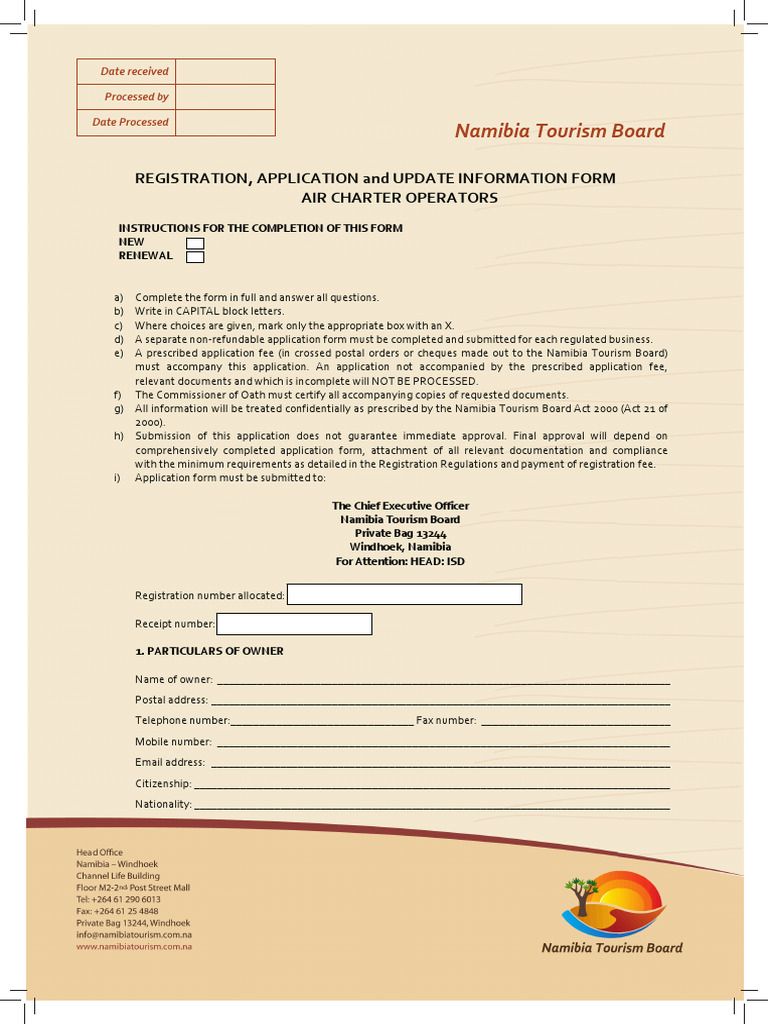 Namibia Air Charter Operators Registration | PDF | Payments | Cheque