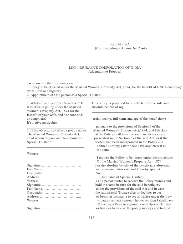 Form No 1 A MWP | PDF