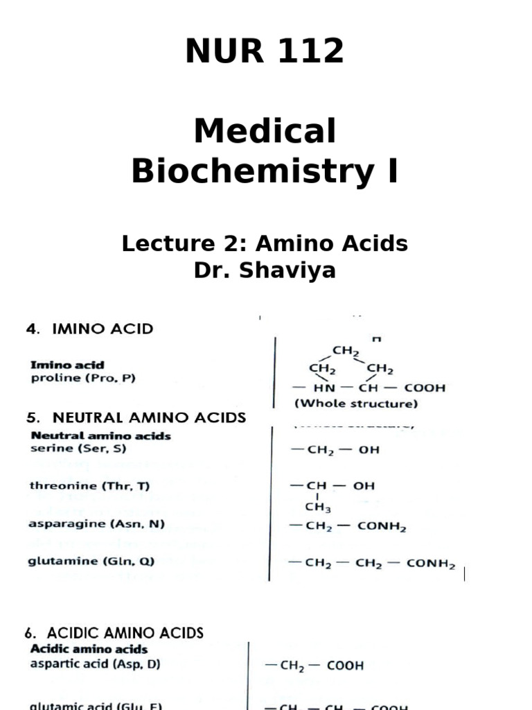 Lecture II_Amino Acids | PDF