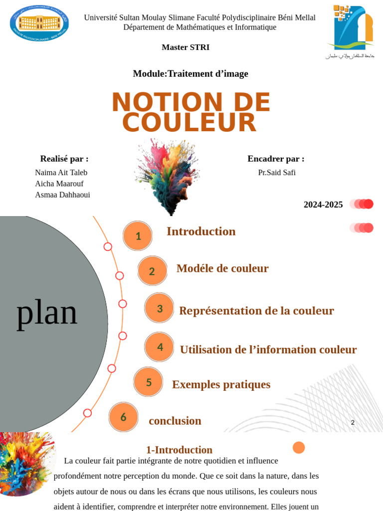 Presentation de Traitement D'image - Notion de Couleur-DAHHAOUI-AIT TALEB-MAAROUF | PDF | Modèle ...
