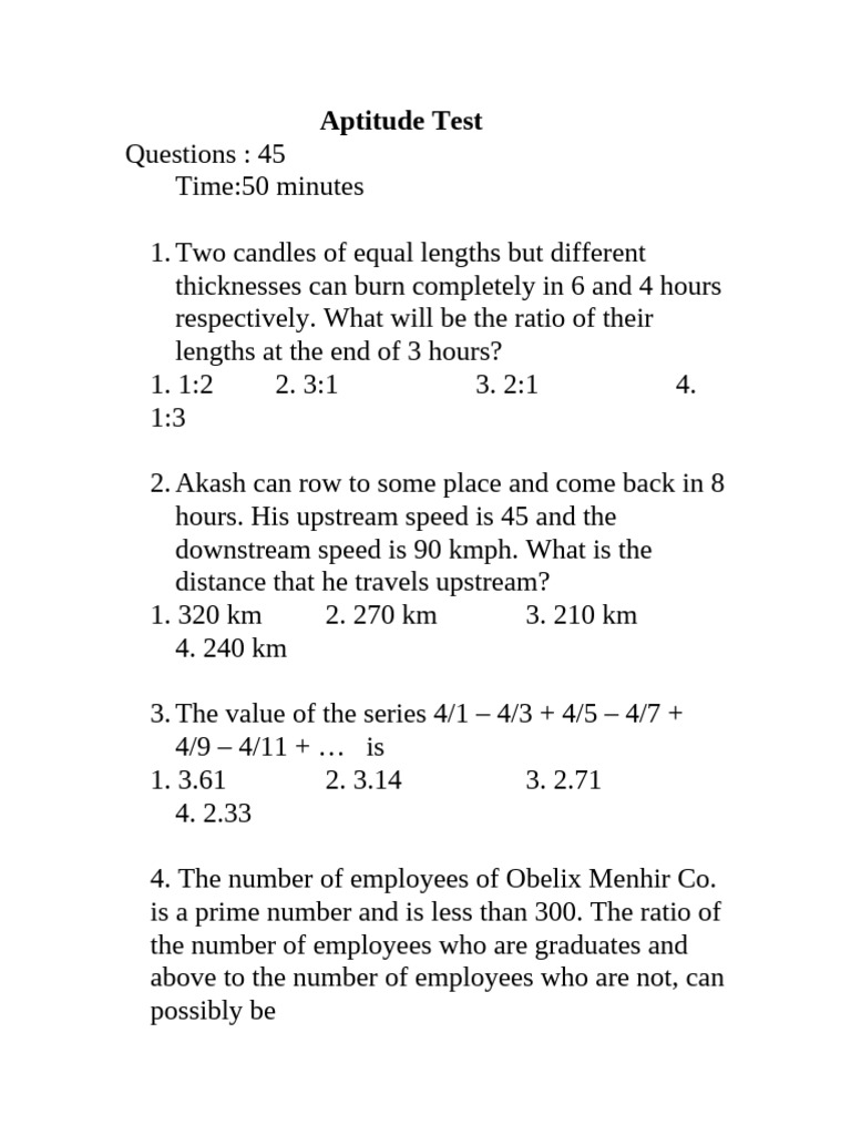 Aptitude Paper 1 | PDF | Mean | Arithmetic