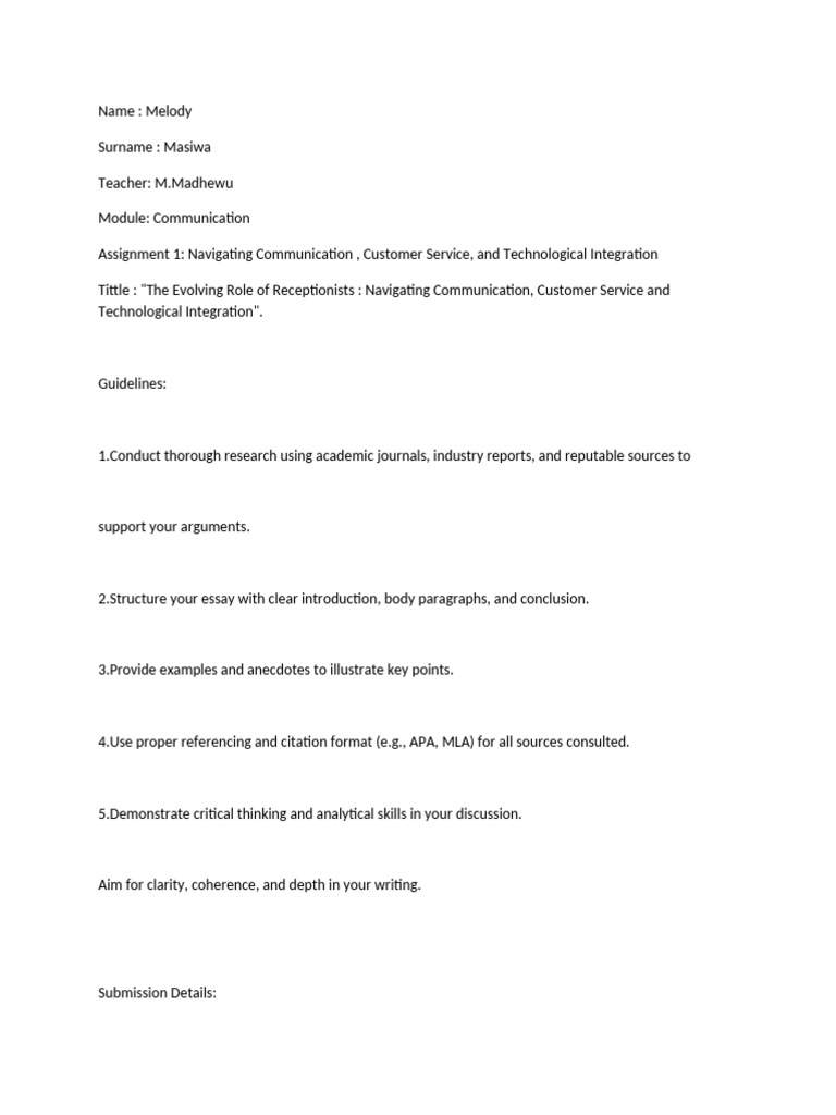 Evolving Receptionist Roles in Communication | PDF | Customer ...