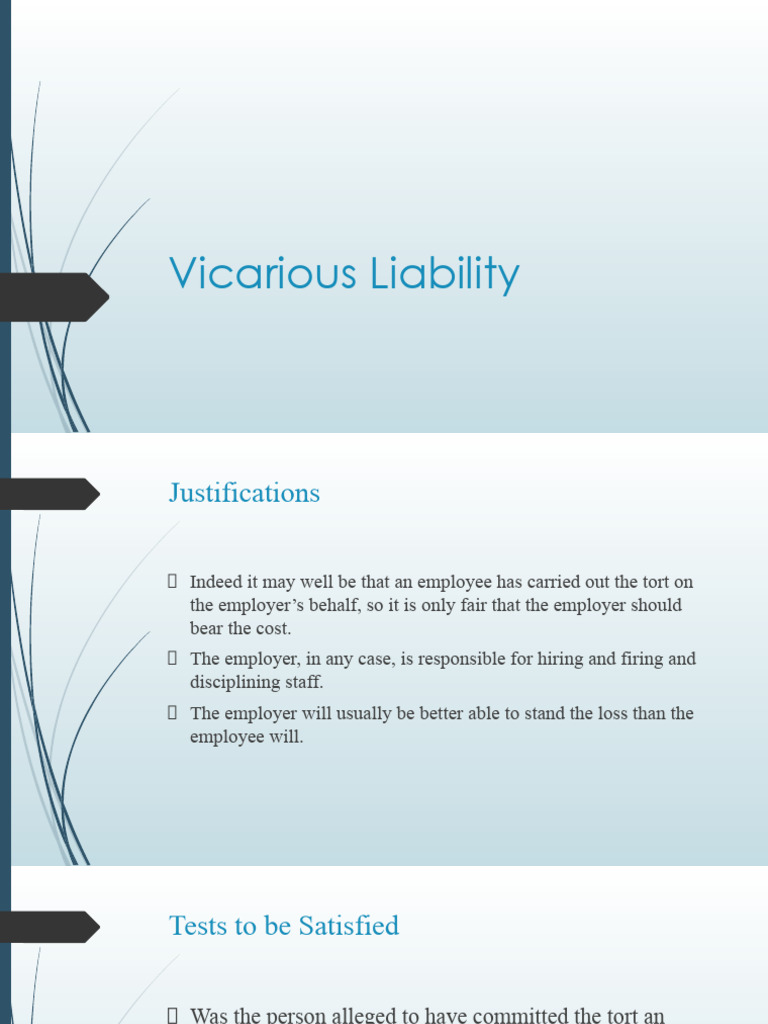 Vicarious Liability in Employment | PDF | Legal Liability | Common Law