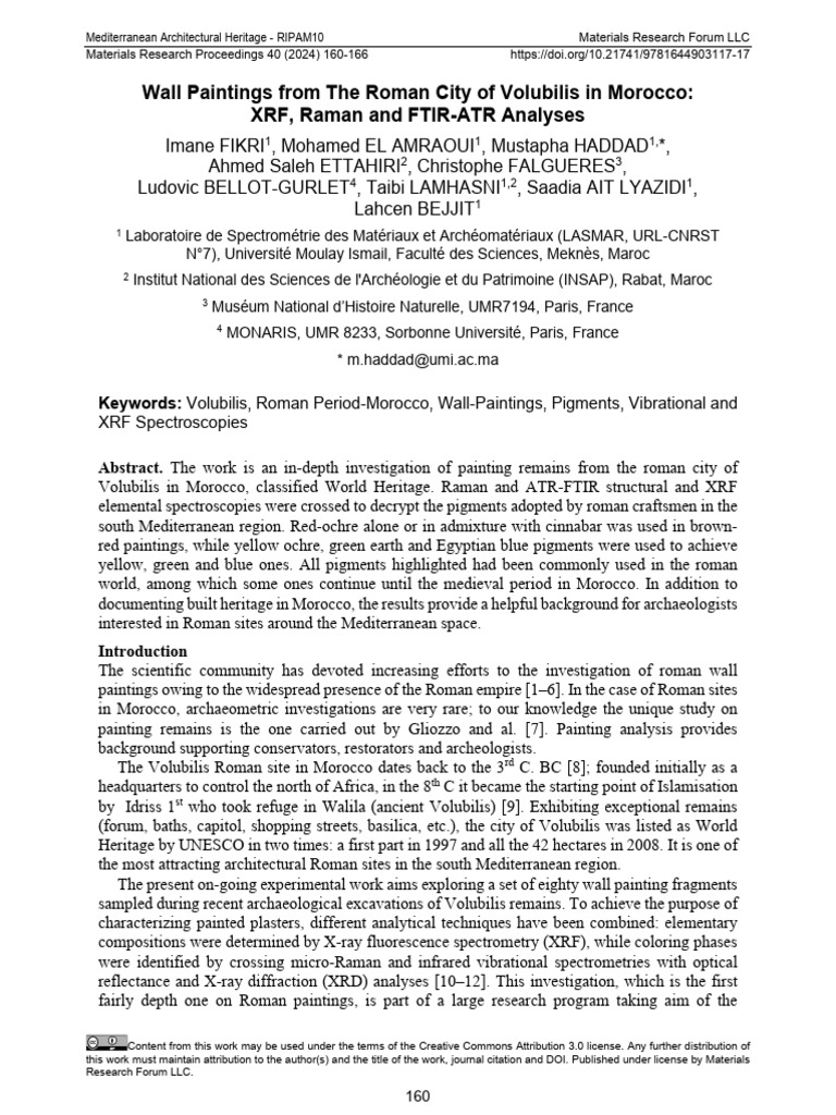 2024_Ettahiri_Lamhasni_Fikri_Wall painting from Roman city of Volubilis_RIPAM | PDF | Raman ...